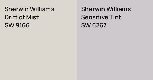 Sherwin Williams Drift of Mist vs. Sherwin Williams Sensitive Tint ...