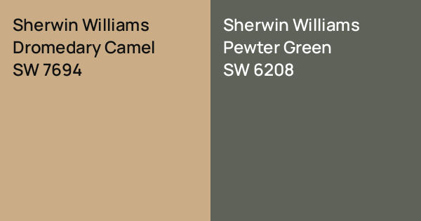 Sherwin Williams Dromedary Camel vs. Sherwin Williams Pewter Green ...