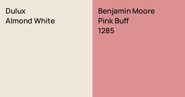 Dulux Almond White vs. Benjamin Moore Pink Buff comparison