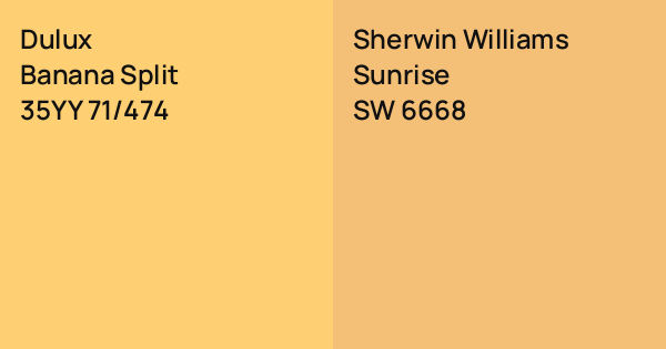 Dulux Banana Split vs. Sherwin Williams Sunrise comparison
