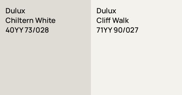 Dulux Chiltern White vs. Dulux Cliff Walk comparison