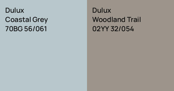 Dulux Coastal Grey vs. Dulux Woodland Trail comparison