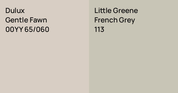 Dulux Gentle Fawn vs. Little Greene French Grey comparison