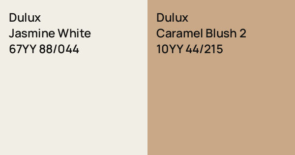 Dulux Jasmine White vs. Dulux Caramel Blush 2 comparison
