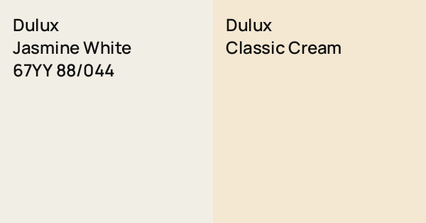 Dulux Jasmine White vs. Dulux Classic Cream comparison