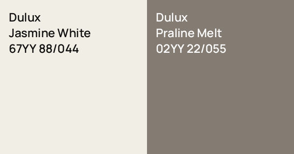 Dulux Jasmine White vs. Dulux Praline Melt comparison