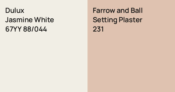 Dulux Jasmine White vs. Farrow and Ball Setting Plaster comparison