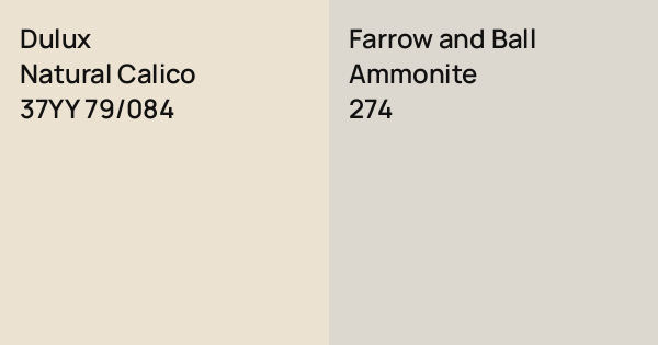 Dulux Natural Calico vs. Farrow and Ball Ammonite comparison