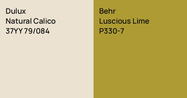 Dulux Natural Calico vs. Behr Luscious Lime comparison