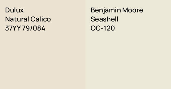 Dulux Natural Calico vs. Benjamin Moore Seashell comparison