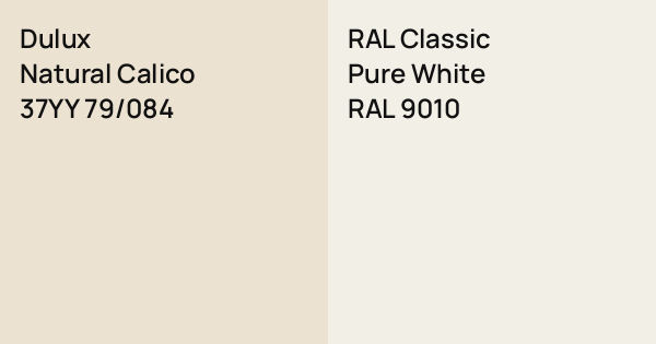 Dulux Natural Calico vs. RAL Classic Pure White comparison
