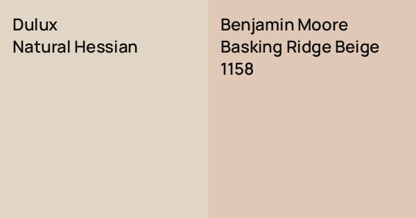 Dulux Natural Hessian vs. Benjamin Moore Basking Ridge Beige comparison