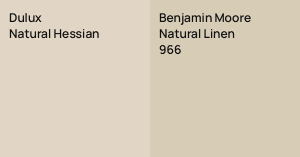 Dulux Natural Hessian vs. Benjamin Moore Natural Linen comparison