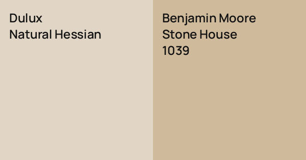 Dulux Natural Hessian vs. Benjamin Moore Stone House comparison