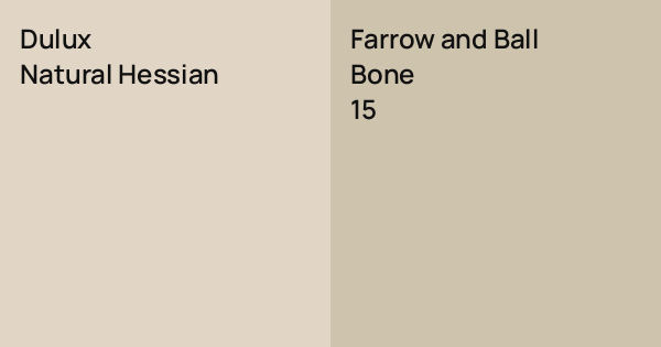 Dulux Natural Hessian vs. Farrow and Ball Bone comparison