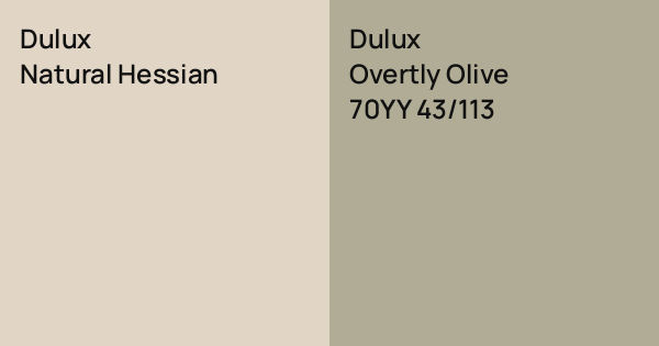 Dulux Natural Hessian vs. Dulux Overtly Olive comparison
