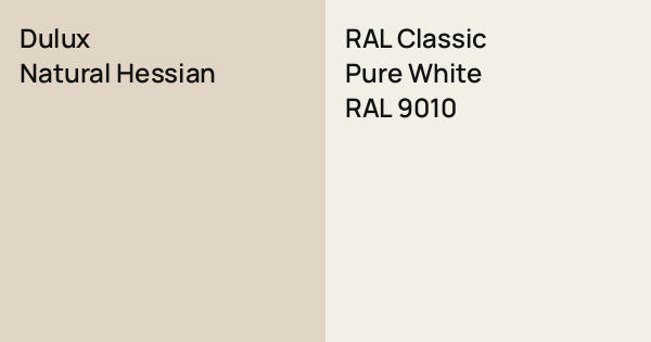 Dulux Natural Hessian vs. RAL Classic Pure White comparison