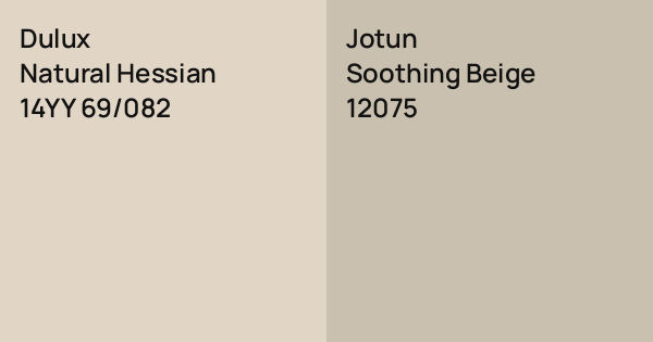Dulux Natural Hessian vs. Jotun Soothing Beige comparison