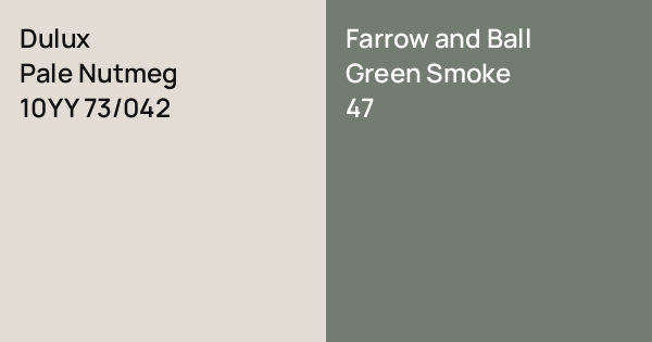 Dulux Pale Nutmeg vs. Farrow and Ball Green Smoke comparison