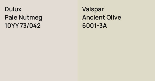 Dulux Pale Nutmeg vs. Valspar Ancient Olive comparison