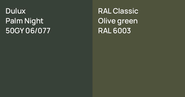 Dulux Palm Night vs. RAL Classic Olive green comparison