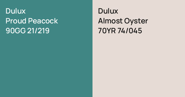 Dulux Proud Peacock vs. Dulux Almost Oyster comparison
