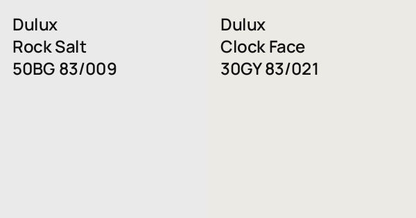 Dulux Rock Salt vs. Dulux Clock Face comparison