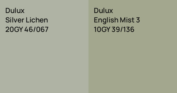 Dulux Silver Lichen vs. Dulux English Mist 3 comparison