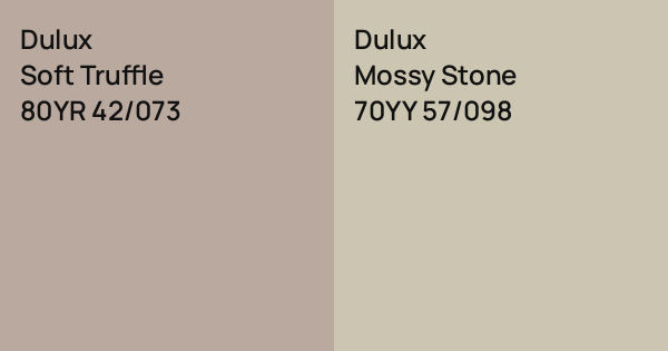 Dulux Soft Truffle vs. Dulux Mossy Stone comparison