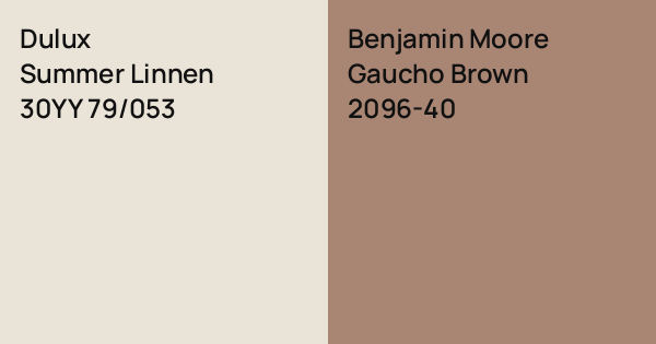 Dulux Summer Linnen vs. Benjamin Moore Gaucho Brown comparison