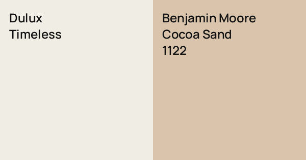 Dulux Timeless vs. Benjamin Moore Cocoa Sand comparison