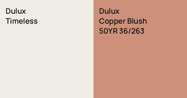 Dulux Timeless vs. Dulux Copper Blush comparison
