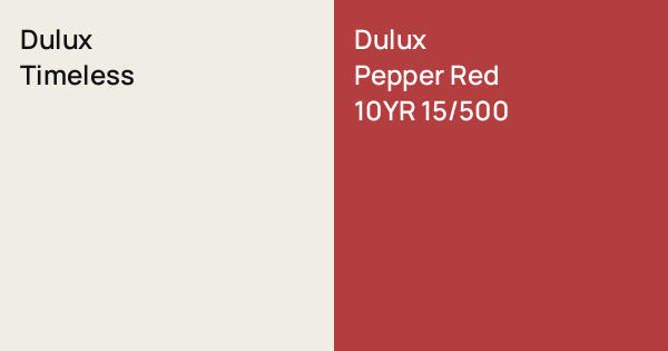 Dulux Timeless vs. Dulux Pepper Red comparison