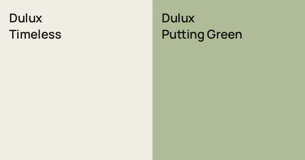 Dulux Timeless vs. Dulux Putting Green comparison