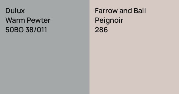 Dulux Warm Pewter vs. Farrow and Ball Peignoir comparison