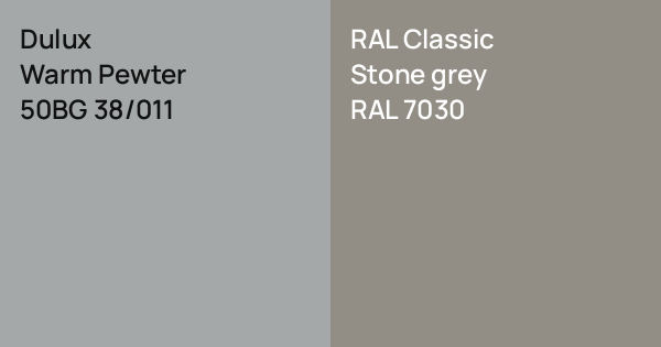 Dulux Warm Pewter vs. RAL Classic Stone grey comparison
