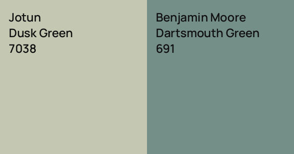 Jotun Dusk Green vs. Benjamin Moore Dartsmouth Green comparison