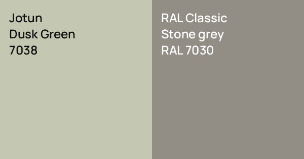 Jotun Dusk Green vs. RAL Classic Stone grey comparison