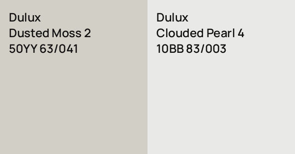 Dulux Dusted Moss 2 vs. Dulux Clouded Pearl 4 comparison