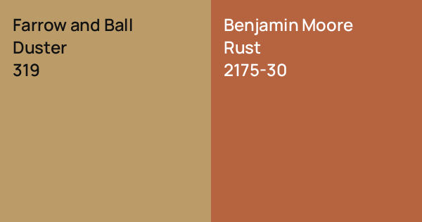 Farrow and Ball Duster vs. Benjamin Moore Rust comparison