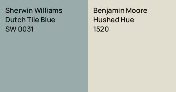 Sherwin Williams Dutch Tile Blue vs. Benjamin Moore Hushed Hue comparison