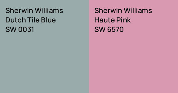Sherwin Williams Dutch Tile Blue vs. Sherwin Williams Haute Pink comparison