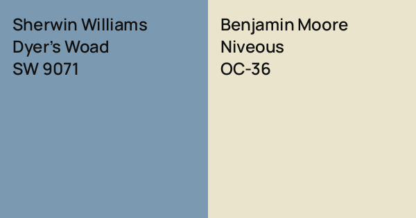 Sherwin Williams Dyer's Woad vs. Benjamin Moore Niveous comparison