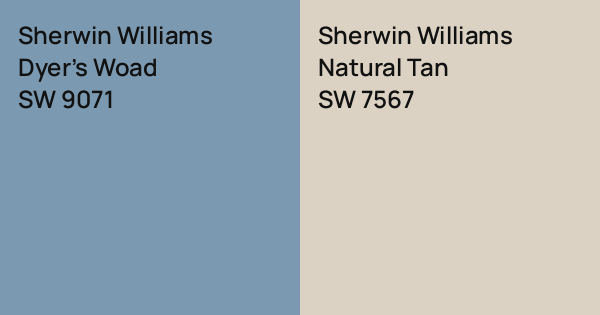 Sherwin Williams Dyer's Woad vs. Sherwin Williams Natural Tan comparison