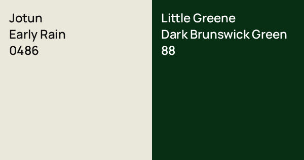 Jotun Early Rain vs. Little Greene Dark Brunswick Green comparison