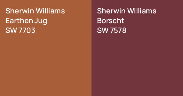 Sherwin Williams Earthen Jug vs. Sherwin Williams Borscht comparison