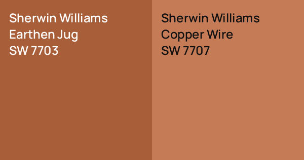 Sherwin Williams Earthen Jug vs. Sherwin Williams Copper Wire comparison