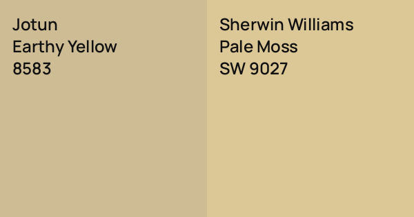 Jotun Earthy Yellow vs. Sherwin Williams Pale Moss comparison