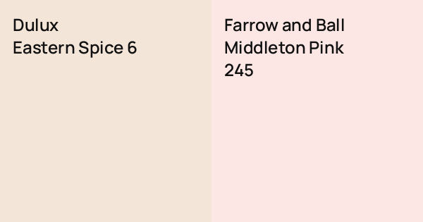 Dulux Eastern Spice 6 vs. Farrow and Ball Middleton Pink comparison