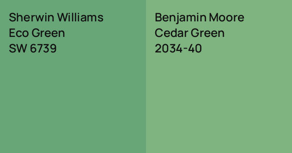 Sherwin Williams Eco Green vs. Benjamin Moore Cedar Green comparison